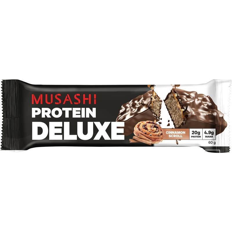 Musashi Protein Deluxe Bar Cinnamon Scroll 60g x 12 Bars – AS Beauty & Health