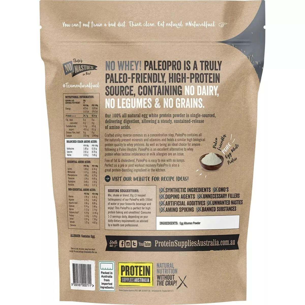 Protein Supplies Australia Paleo Pro Egg White Protein Pure 400g – AS ...