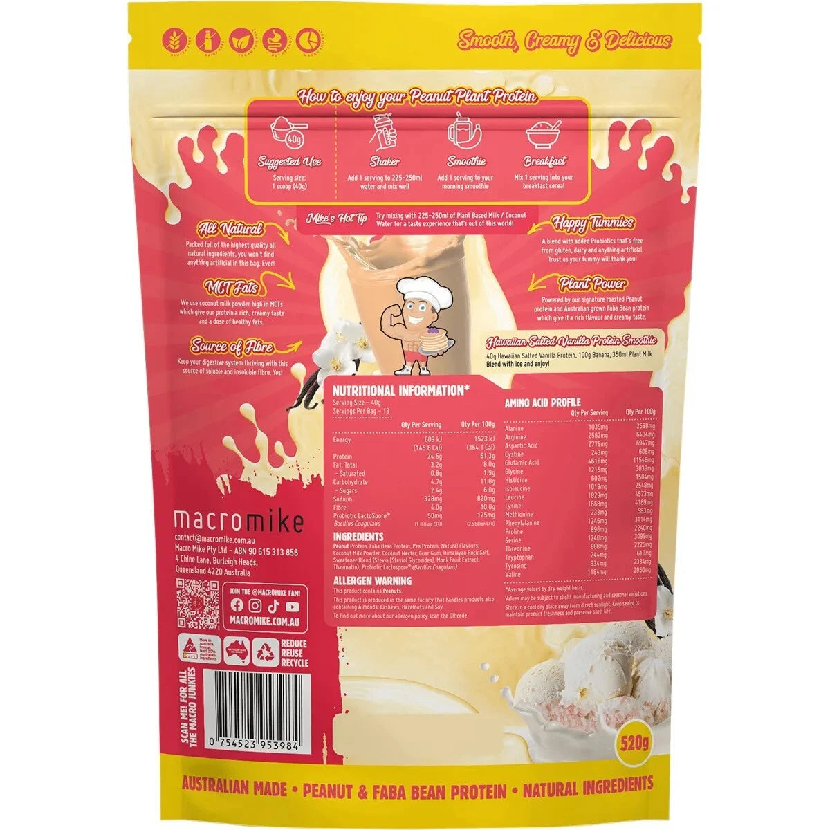 Macro Mike Peanut Plant Protein Cookie Dough 520g – AS Beauty & Health
