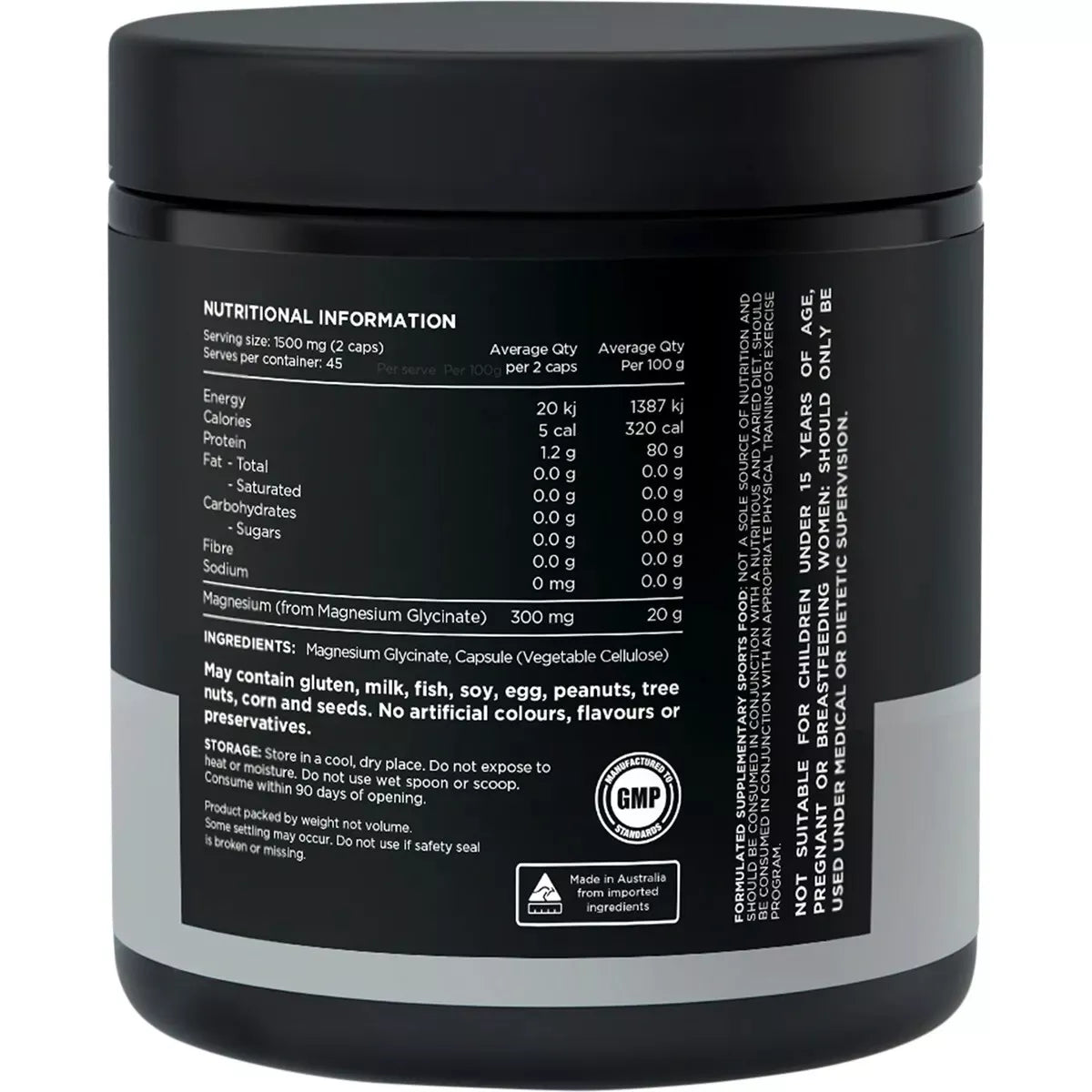 Switch Nutrition Mag Gly 90 Capsules 100% Pure Magnesium Glycinate – AS ...