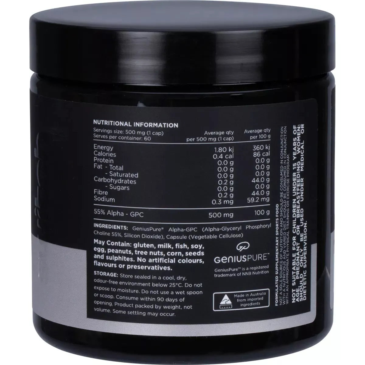 Switch Nutrition Alpha GPC 60 Capsules L-Alpha Glycerylphosphorylcholi ...