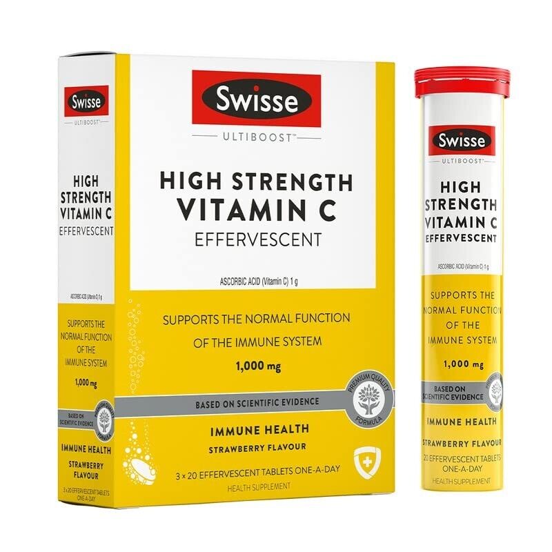 Swisse Ultiboost High Strength Vitamin C 1000mg Immune Health+ 60 Effe ...