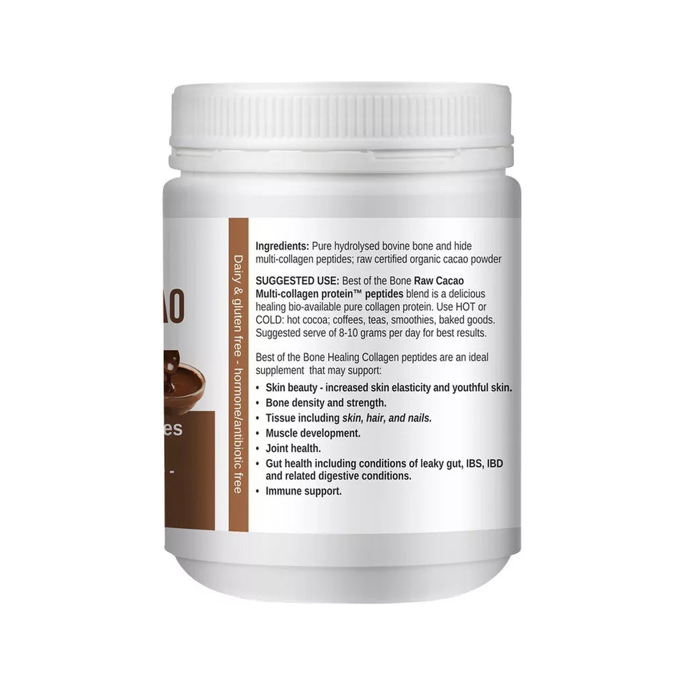Best of the Bone Raw Organic Cacao Multi-Collagen Protein Powder 210g ...