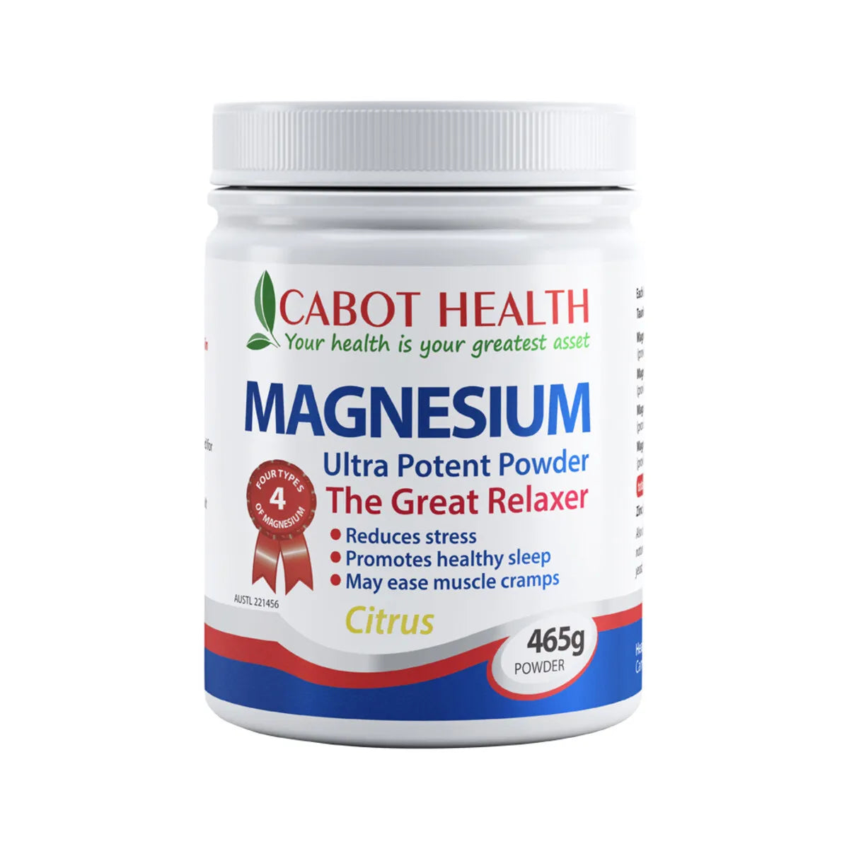 Cabot Health Magnesium Ultra Potent Powder Citrus 465g – AS Beauty & Health