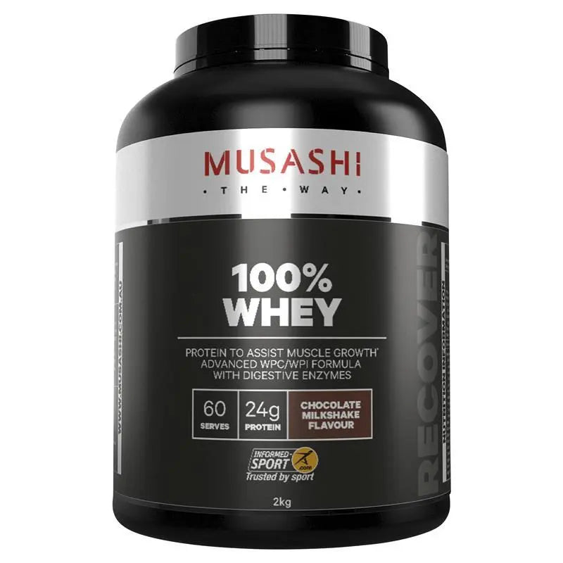 MUSASHI 100% WHEY Protein Powder 2KG Chocolate Milkshake Flavour – AS ...